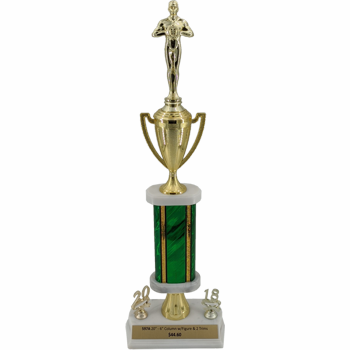 597 SERIES SQUARE COLUMN TROPHY WITH FIGURE AND 2 TRIMS - Benchmark ...