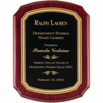 Rosewood Piano Finish Notched Corners Plaque with Black/Gold Florentine ...